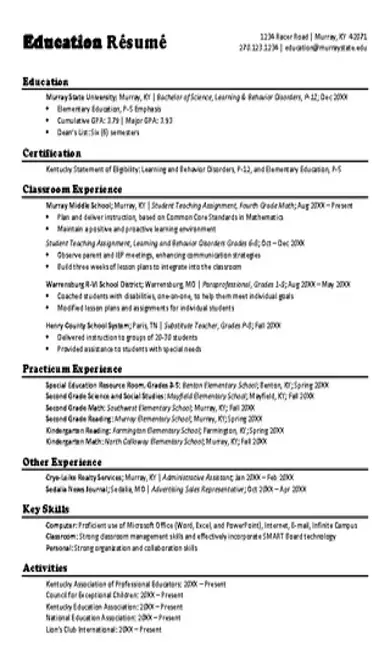 Education Resume Template - PDFSimpli