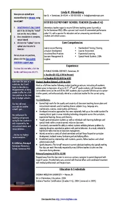 Elementary School Teacher Resume Template - PDFSimpli