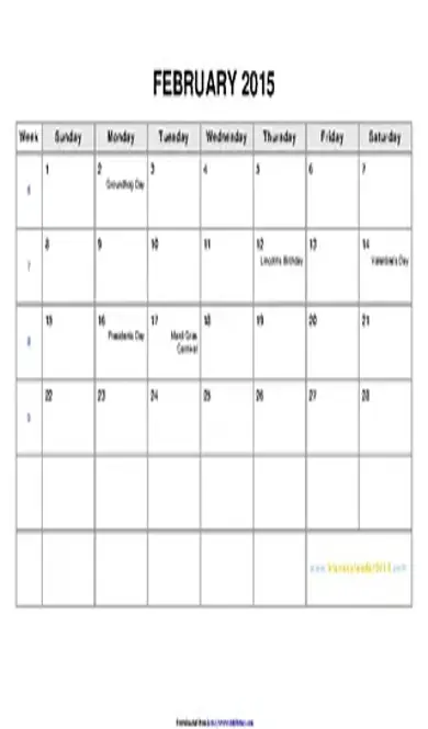 February 2015 Calendar 2 - PDFSimpli
