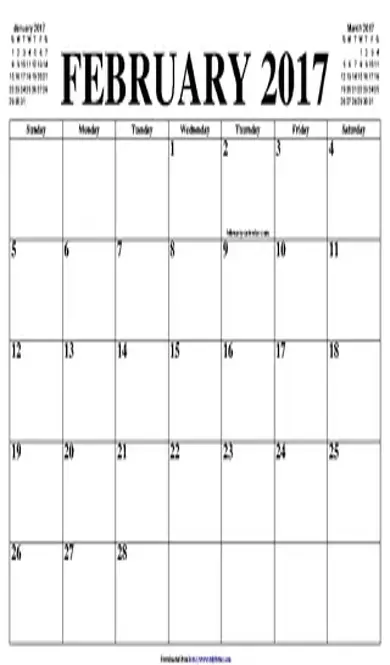 February 2017 Calendar 2 - PDFSimpli