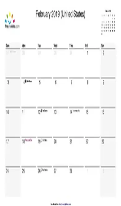 February 2019 Calendar 1 - PDFSimpli