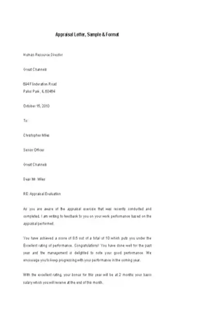 Free Appraisal Letter Template - PDFSimpli