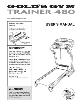 Golds Gym Users Manual Sample - PDFSimpli