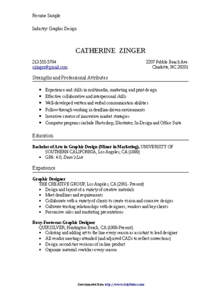 Graphic Student Resume Sample - PDFSimpli