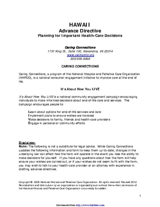 Hawaii Do Not Resuscitate Form 1 - PDFSimpli