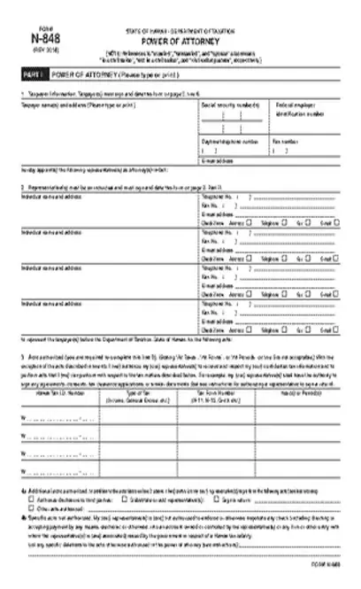 hi tax power of attorney form n 848 - PDFSimpli