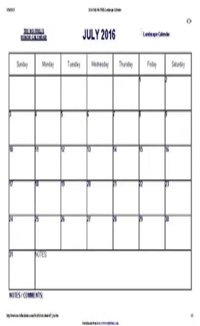 July 2016 Calendar 2 - PDFSimpli