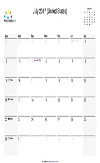 July 2017 Calendar 1 - PDFSimpli