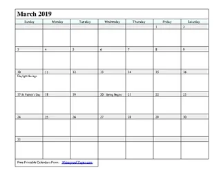 March 2019 Calendar 2 - PDFSimpli