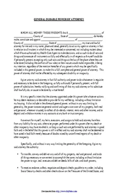 Massachusetts General Durable Power Of Attorney Form - PDFSimpli