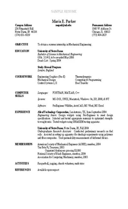 Mechanical Engineering Resume For Fresher - PDFSimpli