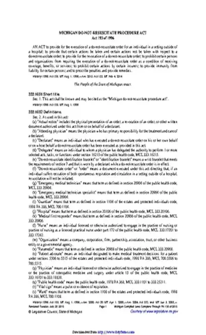 Michigan Do Not Resuscitate Form 4 - PDFSimpli