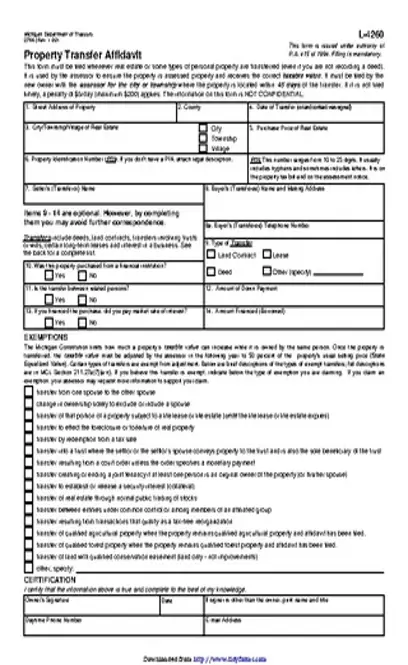 Michigan Property Transfer Affidavit - PDFSimpli