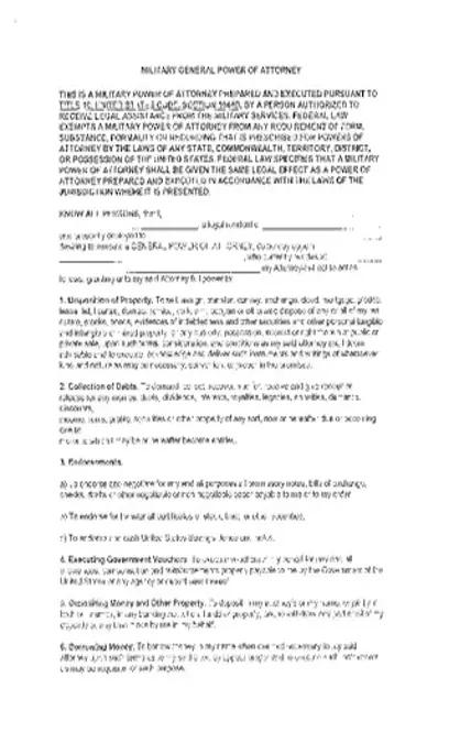Military General Power Of Attorney - PDFSimpli