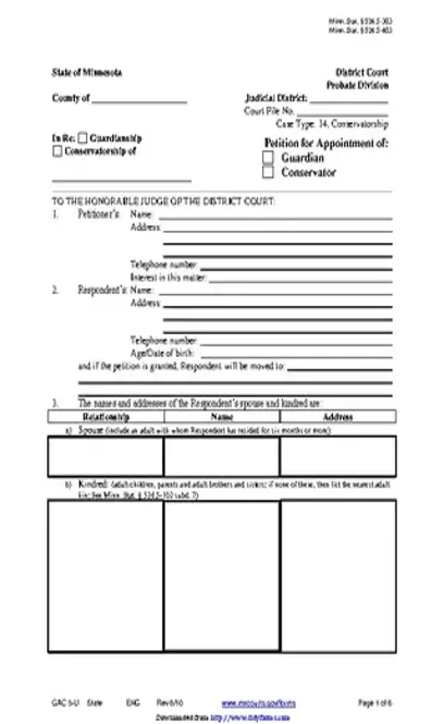 Minnesota Guardianship Form 2 - PDFSimpli