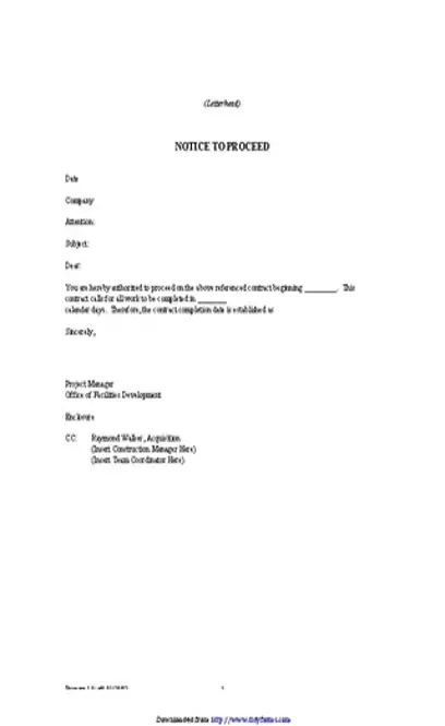Notice To Proceed Template - PDFSimpli