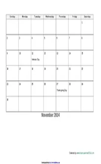 November 2014 Calendar 3 - PDFSimpli