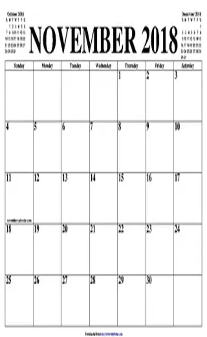 November 2018 Calendar 1 - PDFSimpli