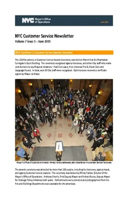 Nyc Customer Service Newsletter - PDFSimpli