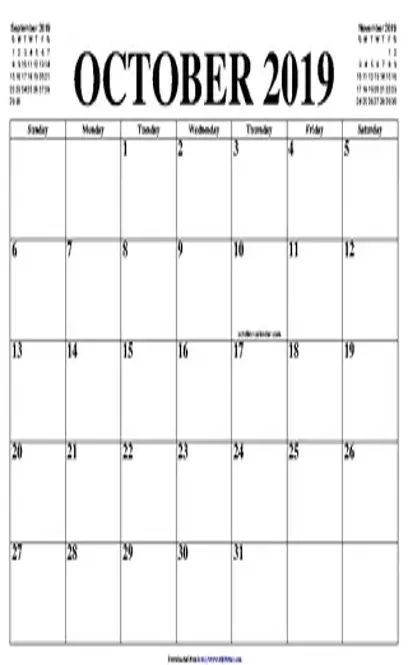 October 2019 Calendar 2 - PDFSimpli