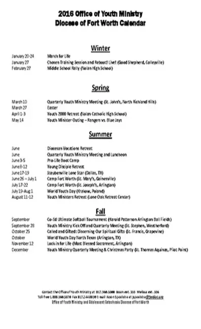 Office Of Youth Ministry Calendar - PDFSimpli