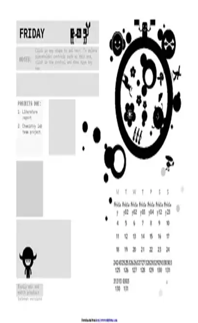 One Month Student Calendar Monday Start Circle Design - PDFSimpli