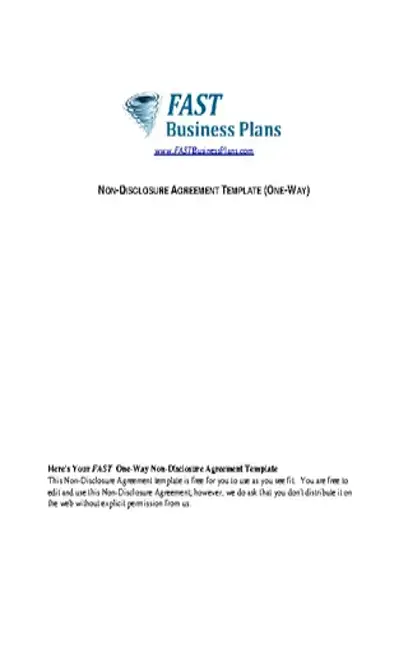 One Way Non Disclosure Agreement Standard Template - PDFSimpli