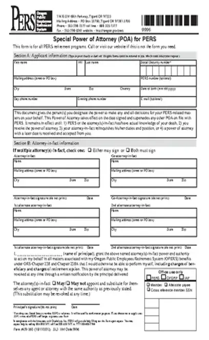 Oregon Special Power Of Attorney For Pers Form - PDFSimpli