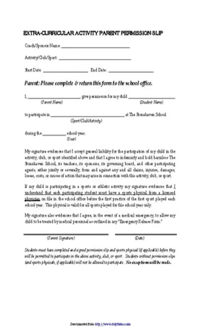 Parent Permission Slip Template - PDFSimpli