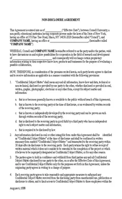 Patent Non Disclosure Agreement Template - PDFSimpli