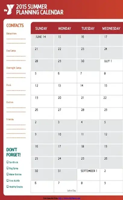 Planning Calendar - PDFSimpli