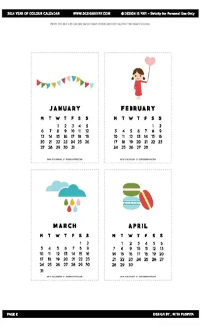 Printable 2014 Calendar Page Two Designisyay - PDFSimpli
