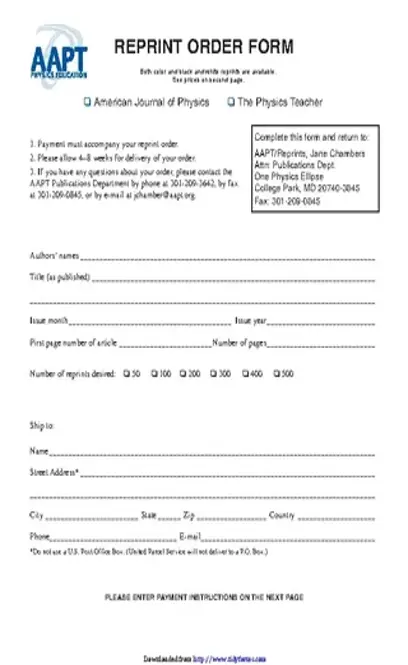 Reprint Order Form - PDFSimpli