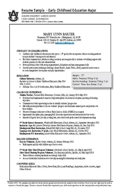 Resume Sample For Early Childhood Education Major - PDFSimpli