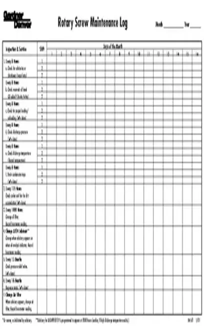 Rotary Screw Maintenance Log Template - PDFSimpli
