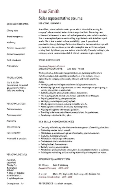 Sales Representative Resume Template - PDFSimpli