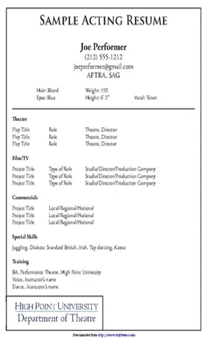 Sample Acting Resume - PDFSimpli