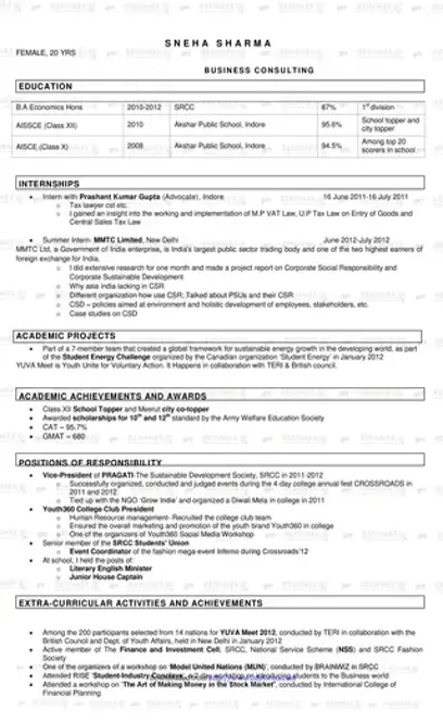 Sample Resume For Freshers 2 - PDFSimpli