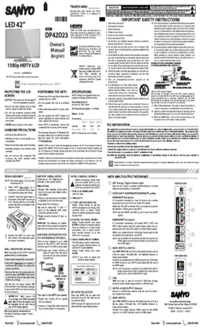 Sanyo Owners Manual Sample - PDFSimpli