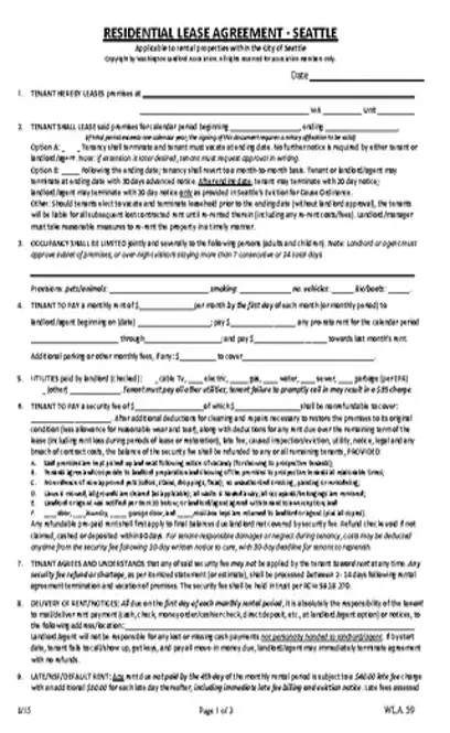 seattle washington residential lease agreement - PDFSimpli
