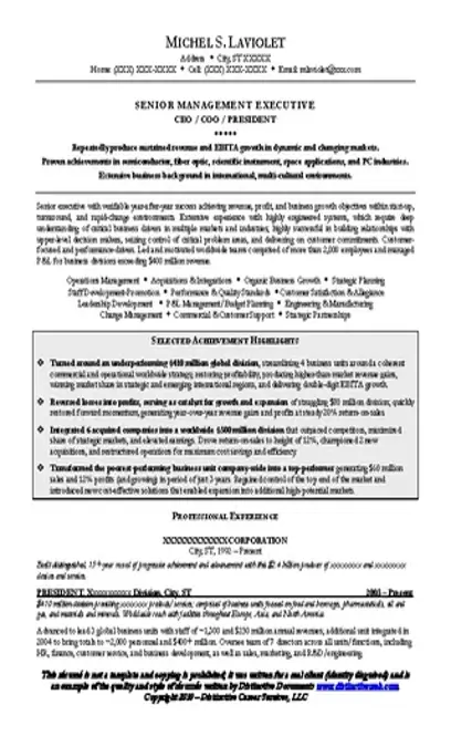 Senior Executive Resume Samples - PDFSimpli