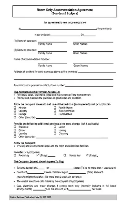 Simple Accommodation Rental Agreement - PDFSimpli