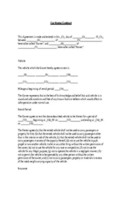 Simple Car Rental Agreement Example - PDFSimpli