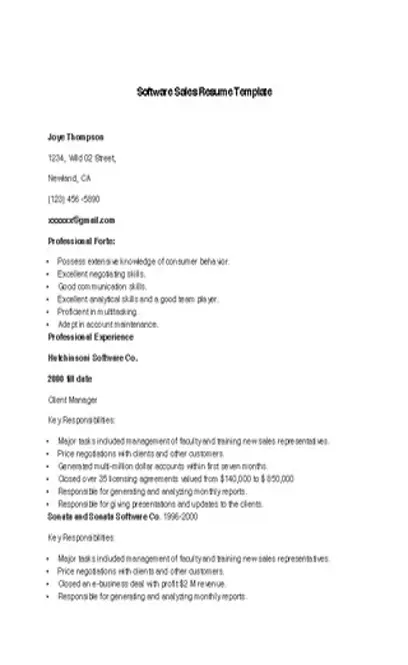 Software Sales Resume Template Pdfsimpli 5023