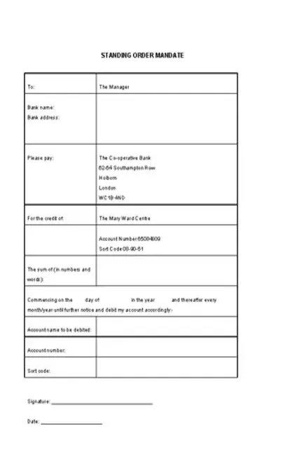 Standing Order Template - PDFSimpli