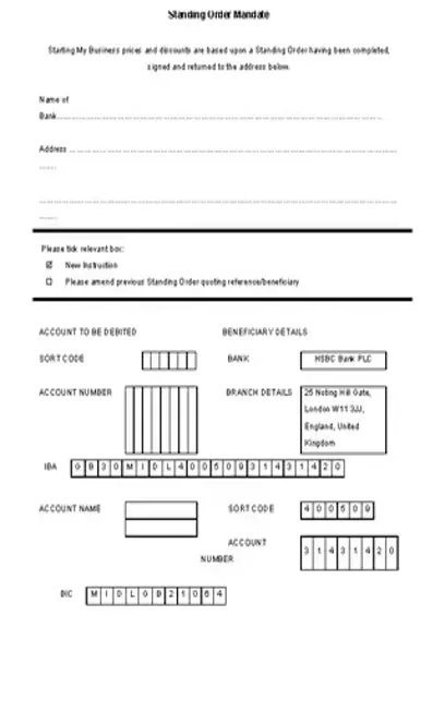 Standingordermandate Template - PDFSimpli