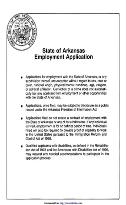 State Of Arkansas Employment Application - PDFSimpli
