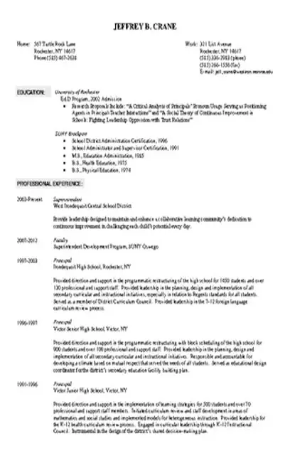 Superintendent Crane Resume - PDFSimpli