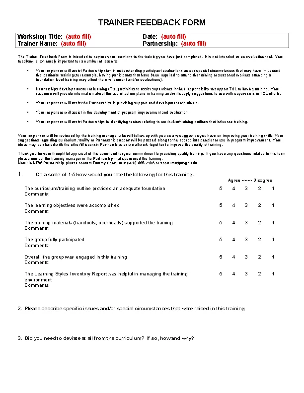 Trainer Feedback Form December 2007 1 - PDFSimpli