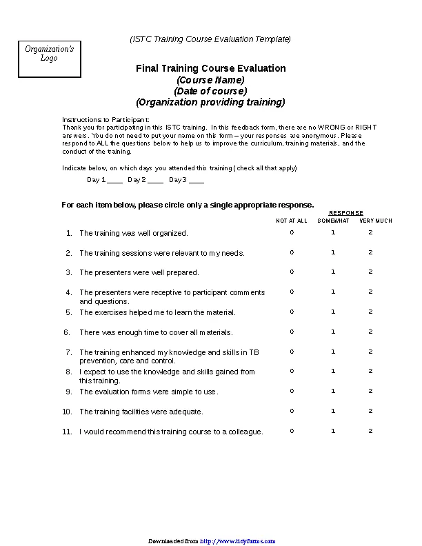 Training Evaluation Form 3 - PDFSimpli